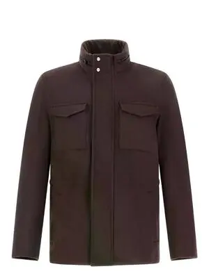 Herno High-neck Pocket-detail Jacket - Brown