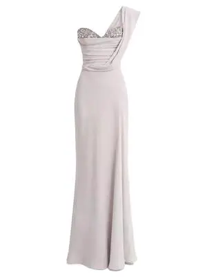 GEMY MAALOUF Crystal-embellished One-shoulder Draped Dress - Neutrals