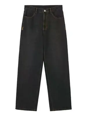 ADER ERROR Contrast Stitch Straight Leg Jeans - Black