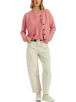 Chinti & Parker Cable-knit Cashmere Cardigan - Pink