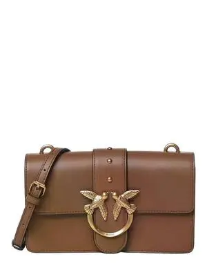 Pinko Small Love Bag One Leather Crossbody Bag - Brown