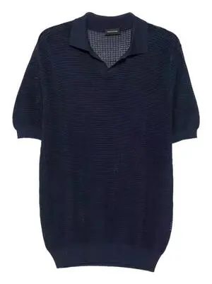 Tagliatore Tagliatore Perforated Knit V-Neck Sweater Blue