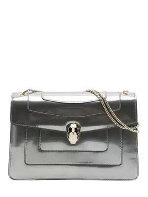 BVLGARI Bvlgari Patent Serpenti Forever Shoulder Bag Silver