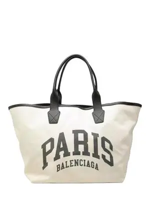 Balenciaga Balenciaga Large Canvas Tote Bag With Leather Trim Brown