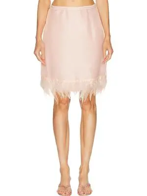 Staud Lark Silk Skirt With Feather Trim - Sandrose