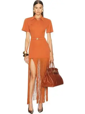 ROWEN ROSE Polo Maxi Dress With Pleated Skirt - Terracotta