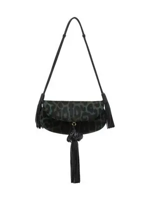 Ulla Johnson Paloma Bag In Leopard Haircalf With Tassels - Emerald Leopard