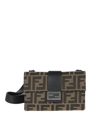 Fendi Tobacco Recycled Fabric Jacquard Vitello Grace Ff 1974 Baguette Belt Pouch - Brown