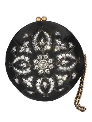 Chanel Embellished Satin Evening Bag - Black