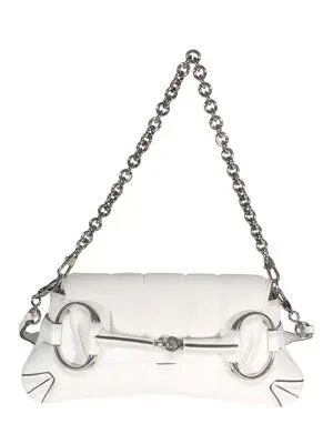Gucci Nappa Vertical Matelassé Horsebit Chain Shoulder Bag - White