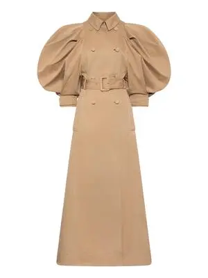 Gabriela Hearst Aeon Puff Sleeve Trench Coat In Sea Island Cotton Twill - Camel