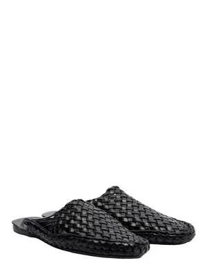 THE ROW Woven Leather Mules - Black