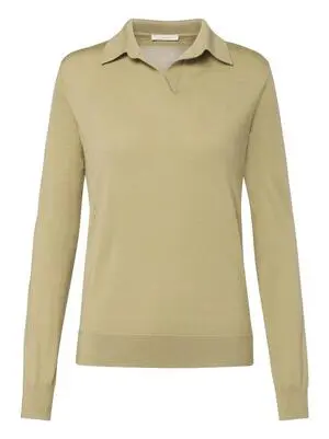 THE ROW Pauli Wool And Silk Polo Sweater - Green