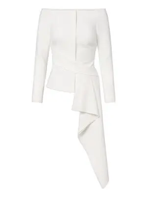 Roland Mouret Asymmetrical Off-shoulder Crêpe Jacket - White