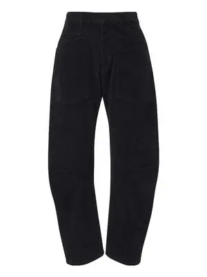 NILI LOTAN Shon Cotton-blend Corduroy Barrel-leg Pants - Black