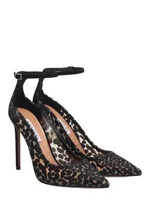 AQUAZZURA Panthera Leopard-print Mesh Pumps - Black