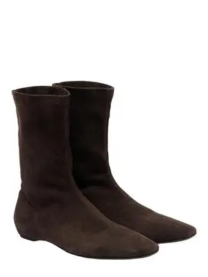 THE ROW Cindy Suede Ankle Boots - Brown