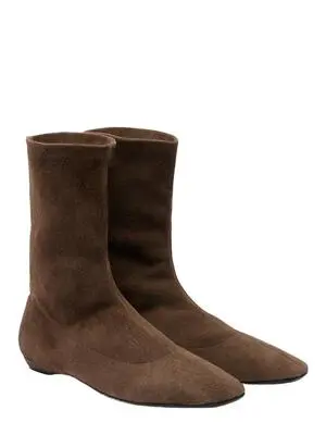 THE ROW Cindy Suede Ankle Boots - Brown