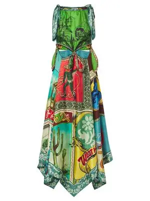 ALEMAIS Alémais Ace Cutout Printed Silk Midi Dress