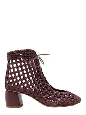 FORTE_FORTE Woven Leather Ankle Boots - Red