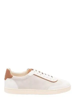 Brunello Cucinelli Low-top Panelled Suede Trainers - Cream