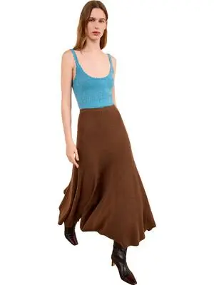 Ulla Johnson Azaria Knit Merino Wool Midi Skirt - Clove