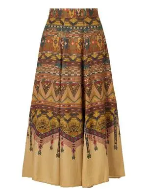 EMPORIO SIRENUSE Kendal Desert Printed Woven Silk-blend Maxi Skirt - Brown