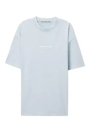 Alexander Wang Short Sleeve Tee With Logo Print Washed Sky - Light  Blue