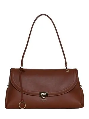 FERRAGAMO Gancini Leather Shoulder Bag Cognac - Brown