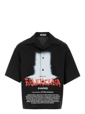 Balenciaga Short Sleeve Bowling Shirt - Black