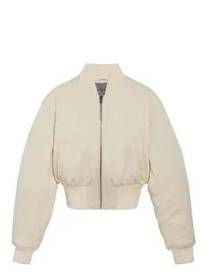 Balenciaga Cropped Technical Faille Bomber Jacket Ivory