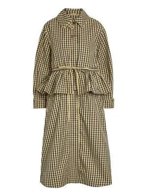 DAMSON MADDER Myrtle Gingham Multi-way Cotton-blend Trench Coat - Navy