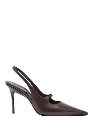 Alaïa Drop 90 Leather Slingback Pumps Brown