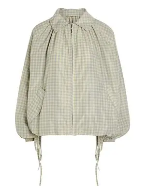 DAMSON MADDER Lailah Gingham Woven Bomber Jacket - Grey