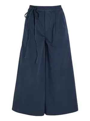DAMSON MADDER Lotta Cropped Cotton Culottes - Navy