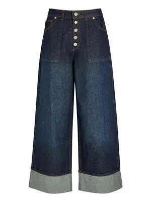 DAMSON MADDER Gigi Turn-up Wide-leg Jeans - Indigo