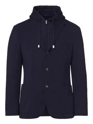 Eleventy Hooded Layered Wool Blazer - Blue