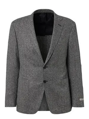 Canali Herringbone Wool And Cashmere Blazer - Grey