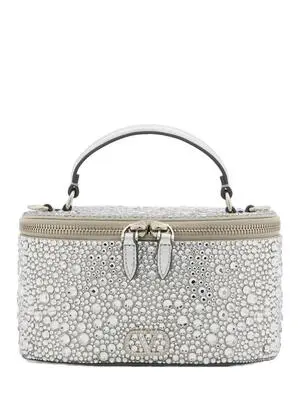 Valentino Garavani Vlogo Small Embellished Vanity Bag - Silver