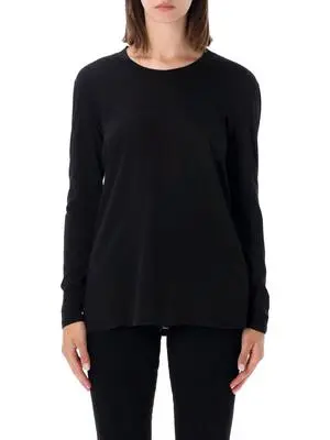 JAMES PERSE Long-sleeved Pure Cotton T-shirt With Crew Neck Black