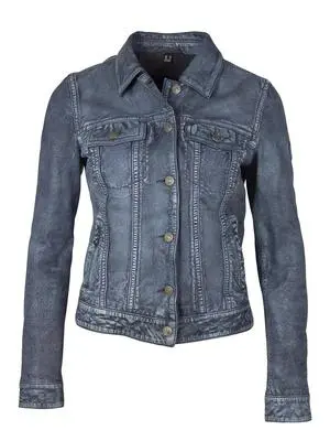 Mauritius Jessie Leather Denim Jacket - Blue