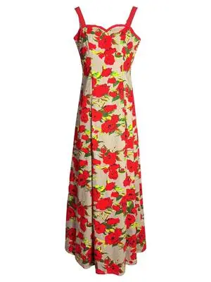COUTURE TO YOUR DOOR Floral Maxi Dress - Green/grey/red