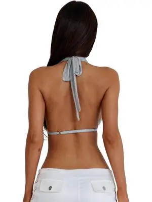 OUTCAST Ana Halterneck Crop Top - Silver