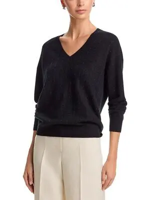 Bloomingdale'S Rhinestone V Neck Cashmere Sweater, Exclusive - Black