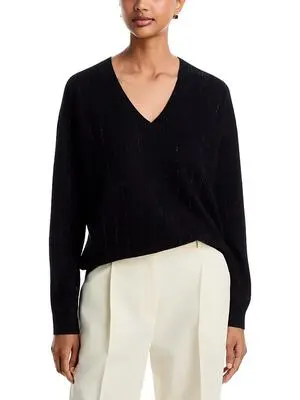 Bloomingdale'S Rhinestone V-neck Sweater - Black