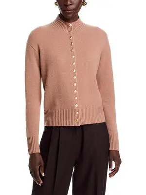 Bloomingdale'S 100% Cashmere Mock Neck Cardigan - Camel