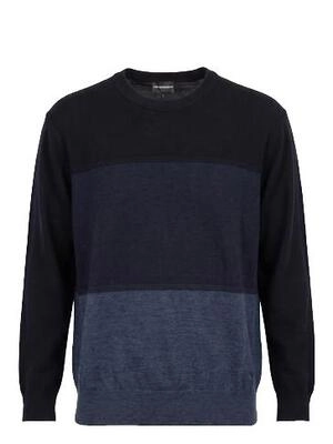 Emporio Armani Virgin Wool Blend Crewneck Sweater - Navy