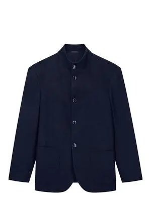 Giorgio Armani Blazer One Shot Regular Fit In Fluid Virgin Wool - Blue