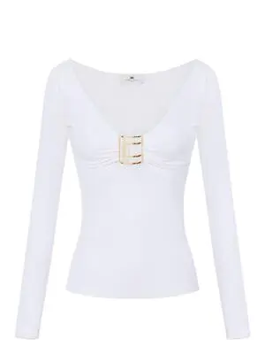 Elisabetta Franchi V-necked Sweater - White