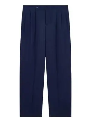 Giorgio Armani Oversized Fit Virgin Wool Trousers - Blue